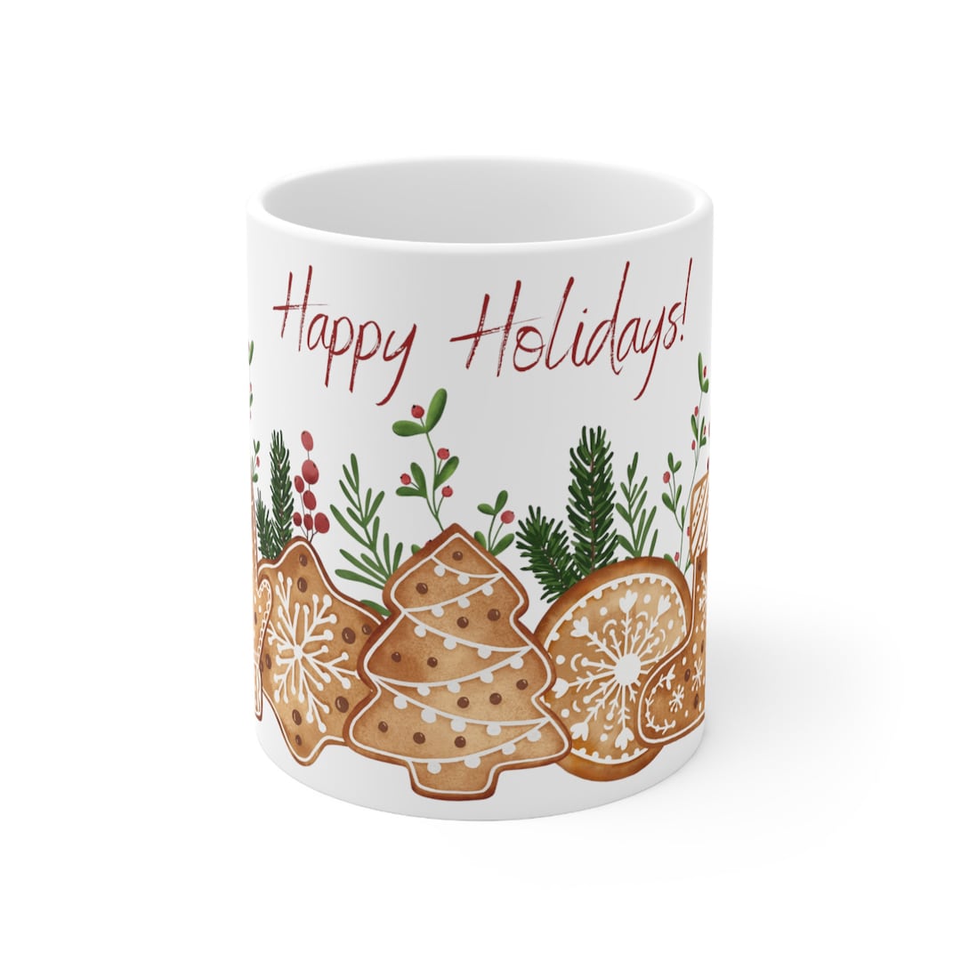 Gingerbread Happy Holidays Ceramic Mug - Etsy