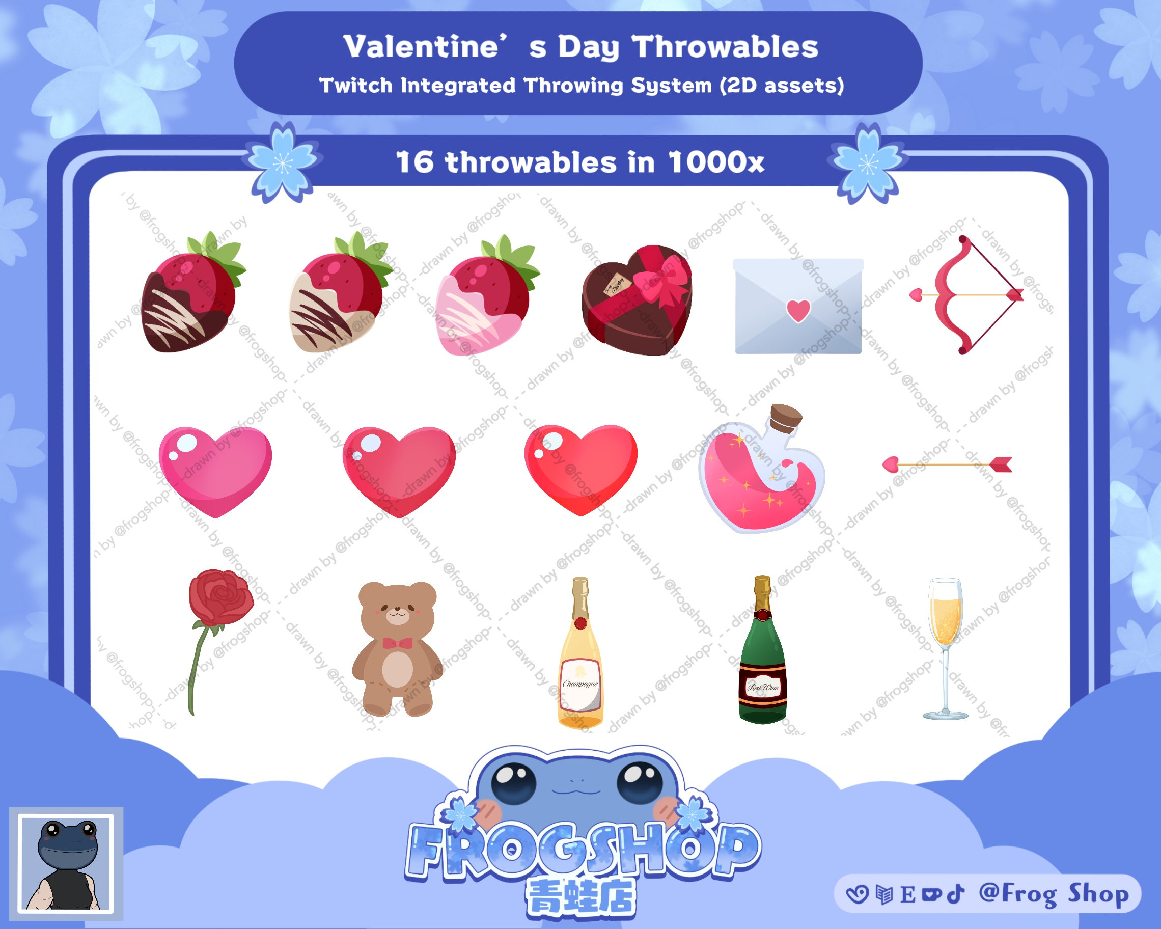Valentine's Day Throwables Vtuber Streaming Assets Twitch Integrated ...