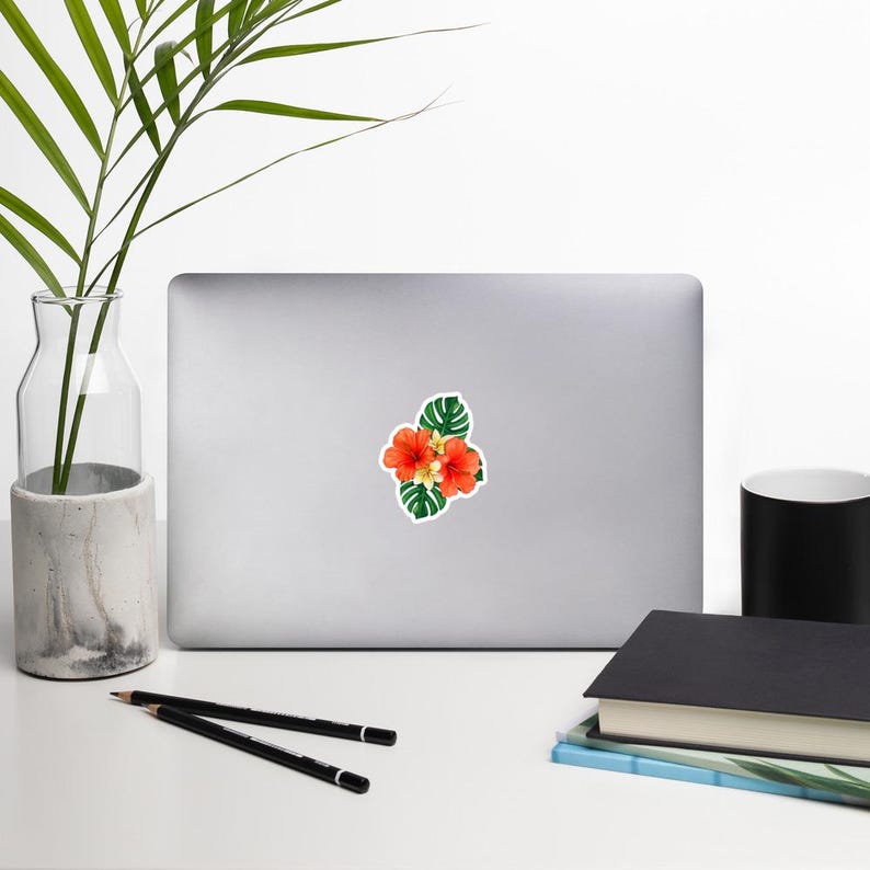 Tropical Flowers Waterproof Vinyl Sticker - Etsy