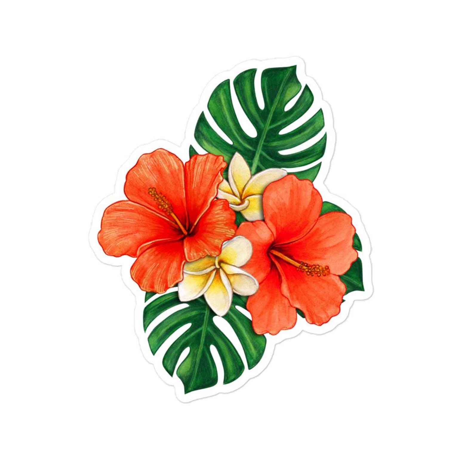Tropical Flowers Waterproof Vinyl Sticker - Etsy