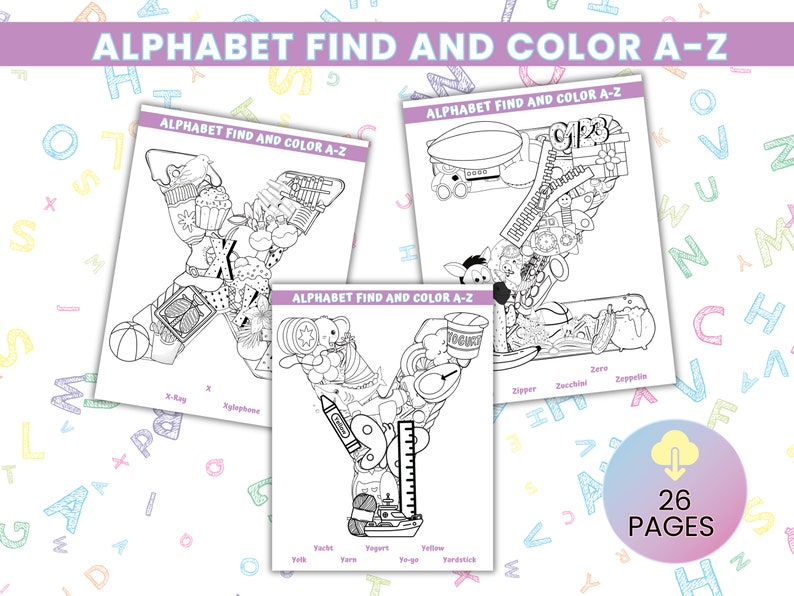 Alphabet Coloring Pages A-Z Coloring Pages Instant Download - Etsy
