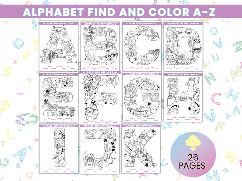 Alphabet Coloring Pages A-Z Coloring Pages Instant Download - Etsy