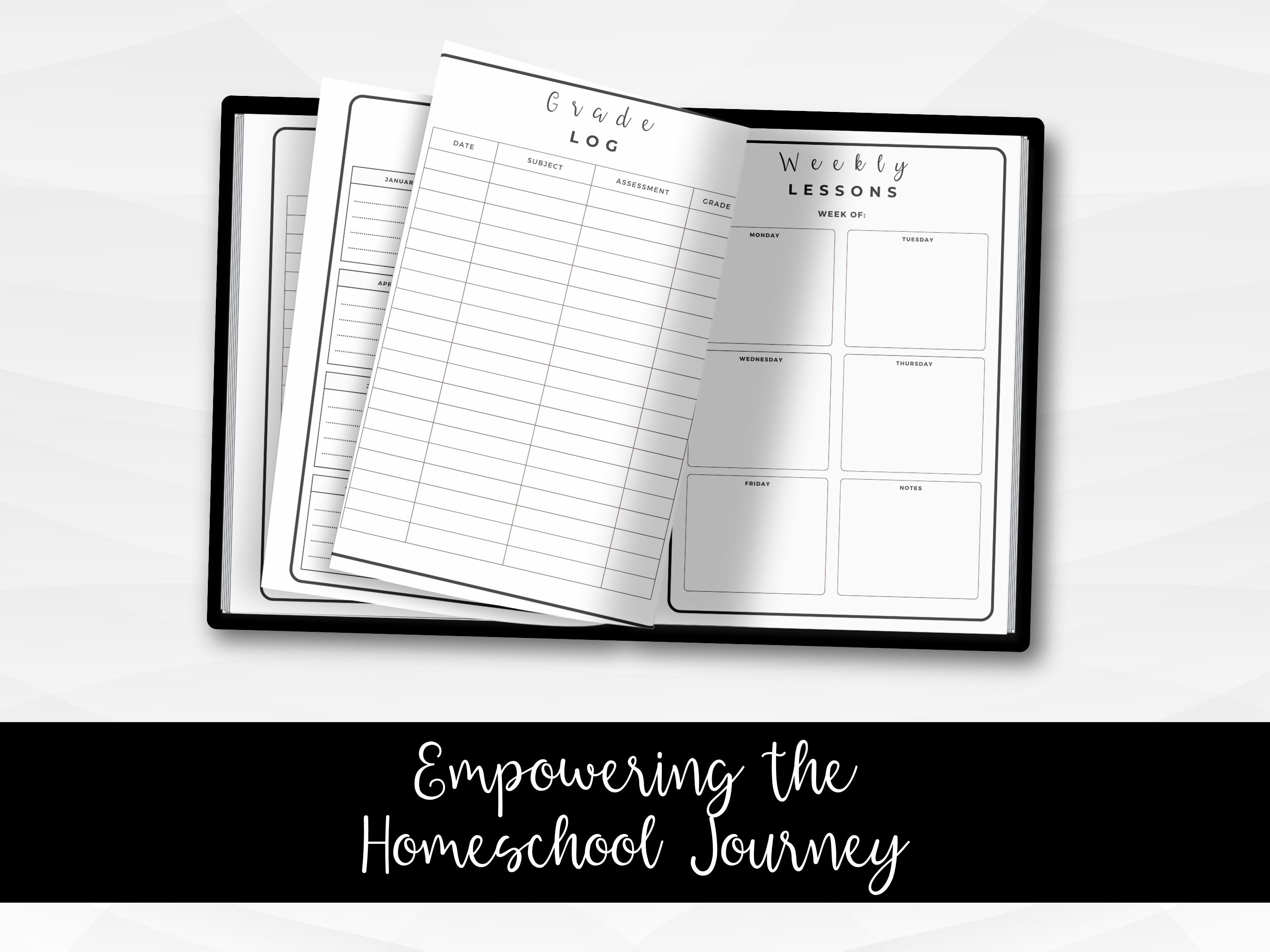 Homeschool Printable Planner Homeschool Binder Black and - Etsy
