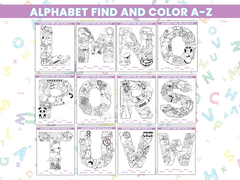 Alphabet Coloring Pages A-Z Coloring Pages Instant Download - Etsy