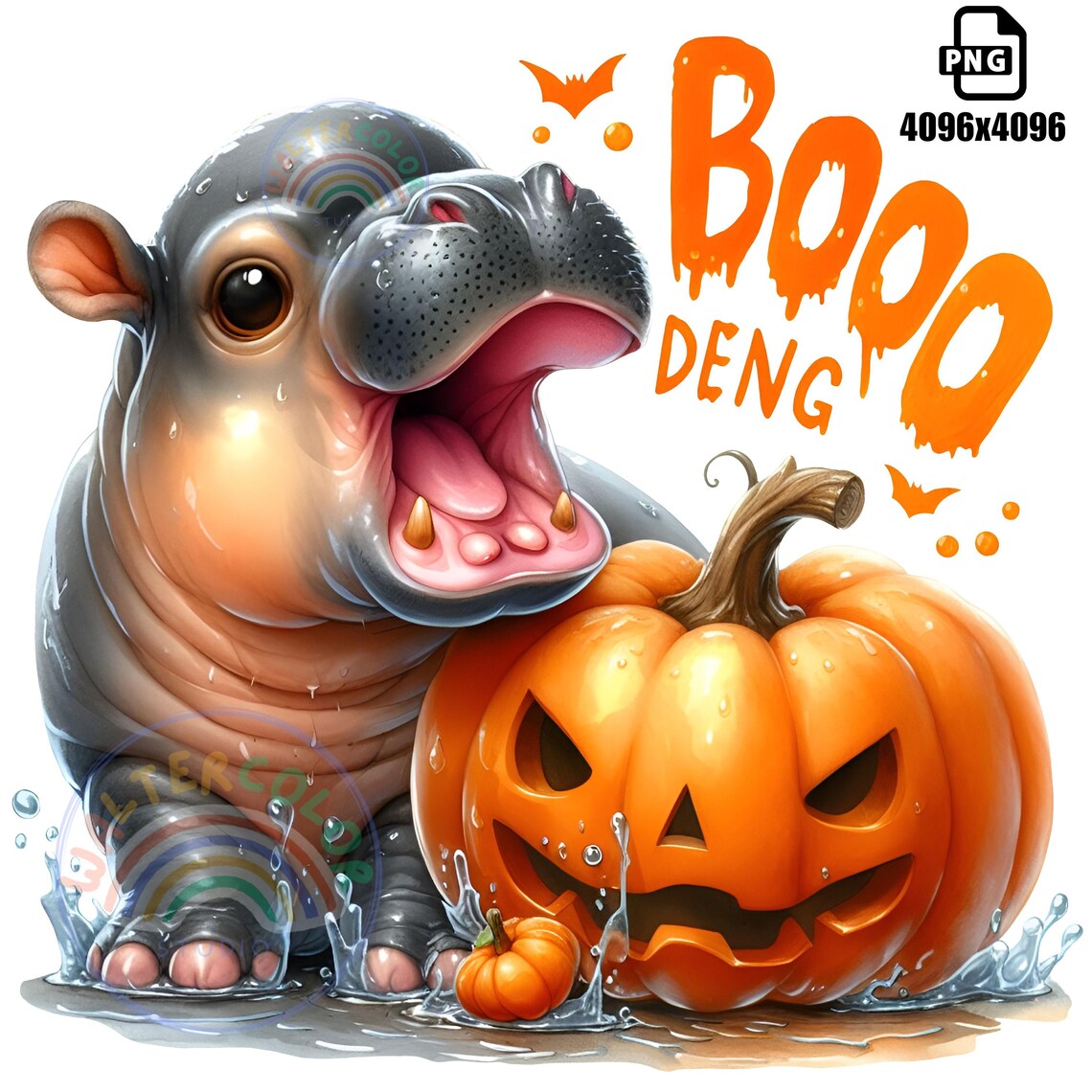 Moo Deng Halloween Hippo Moo Deng Moo Deng Png Cute Moo Deng Png Boo ...