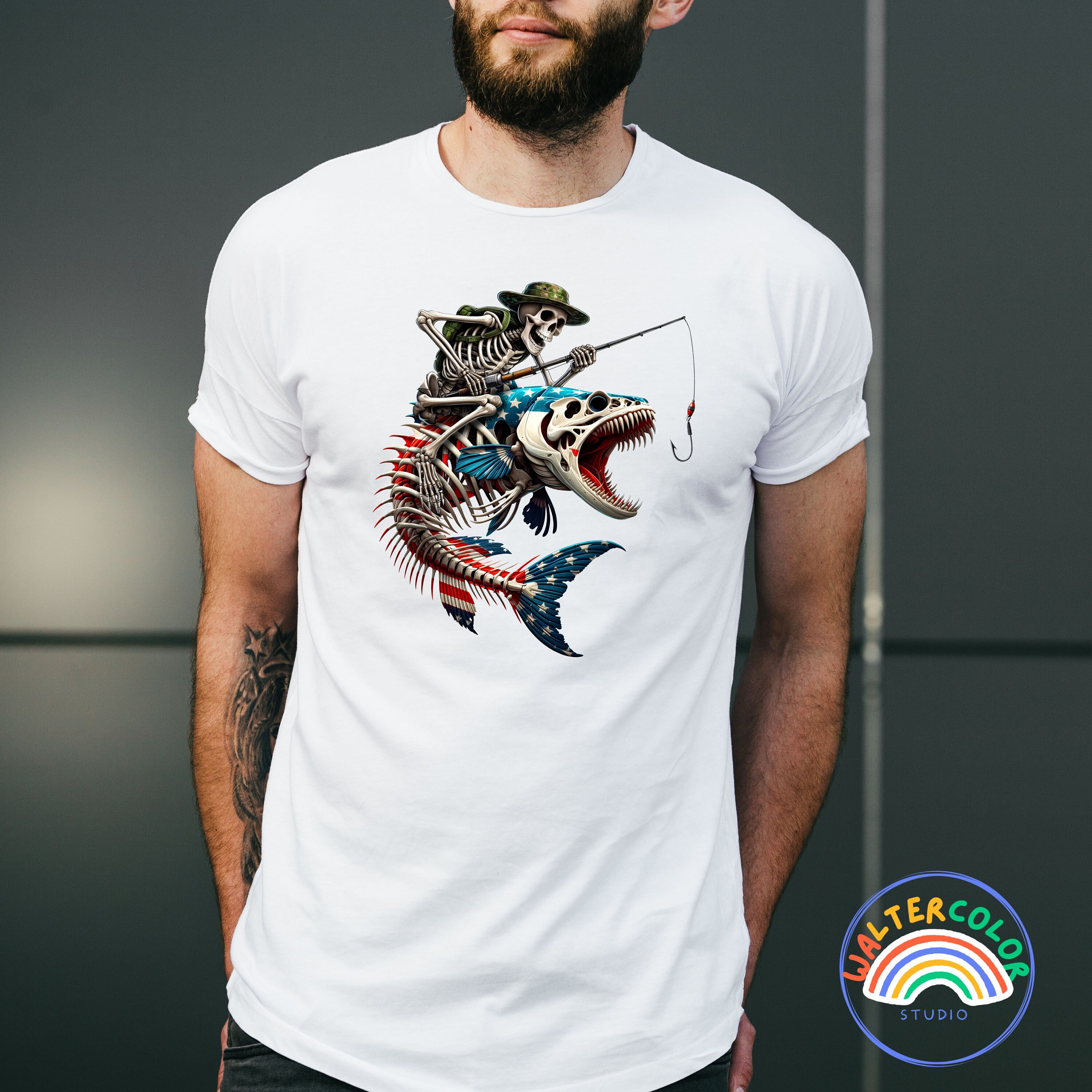Fishing Sublimation PNG Fishing Hunter Fish Skeleton PNG Funny Fishing ...