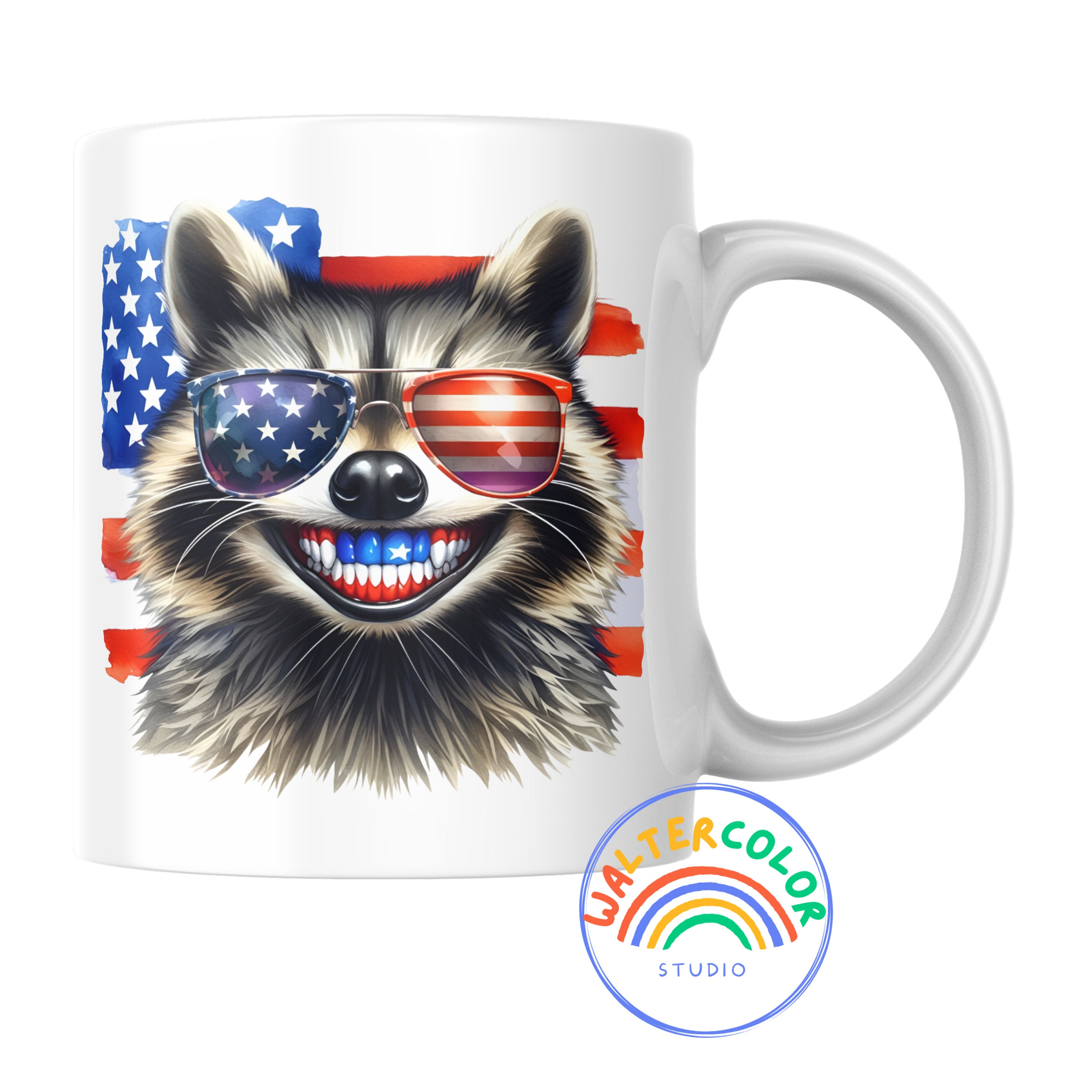 Raccoon USA American Flag Raccoon Png Sublimation Design or Clipart ...