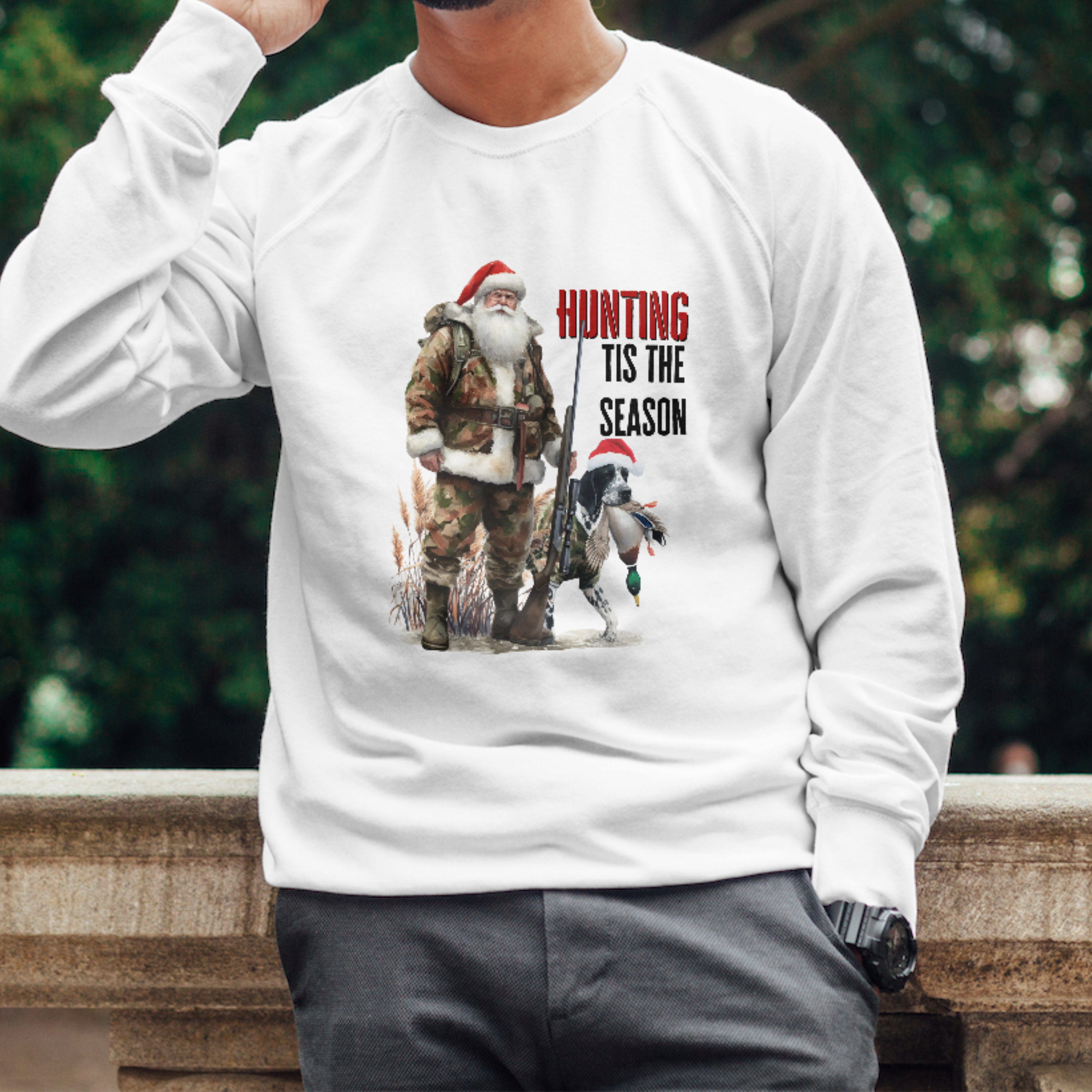 Santa Dog Hunting PNG Christmas Hunting PNG water Color Christmas PNG ...