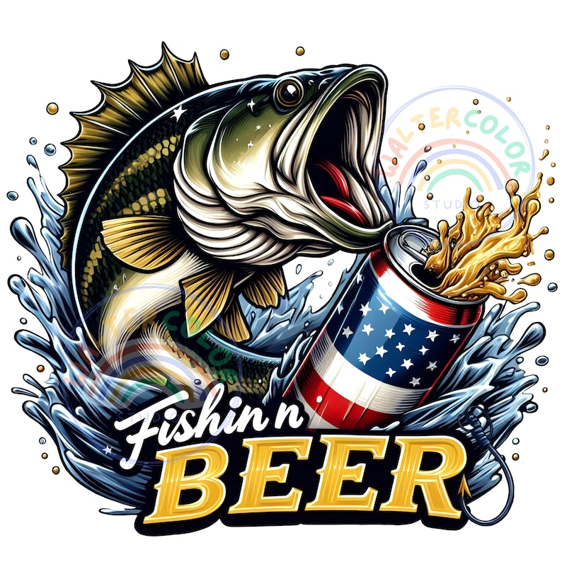 Fishing and Beer Png | Funny Bass Fishing |sublimation Design | Bass ...