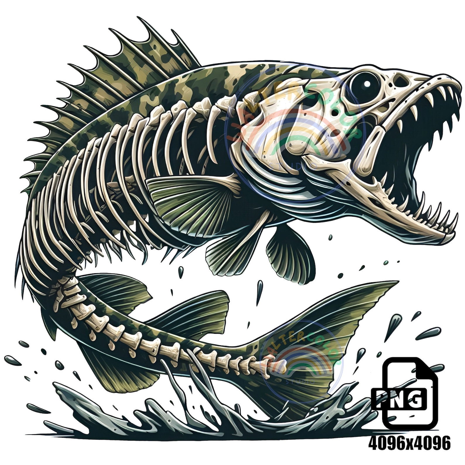 2 Fishing Sublimation PNG Fishing Hunter Fish Skeleton PNG Funny ...