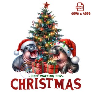 Moo Deng Christmas Just Waiting for Christmas Hippo Moo Deng Moo Deng ...