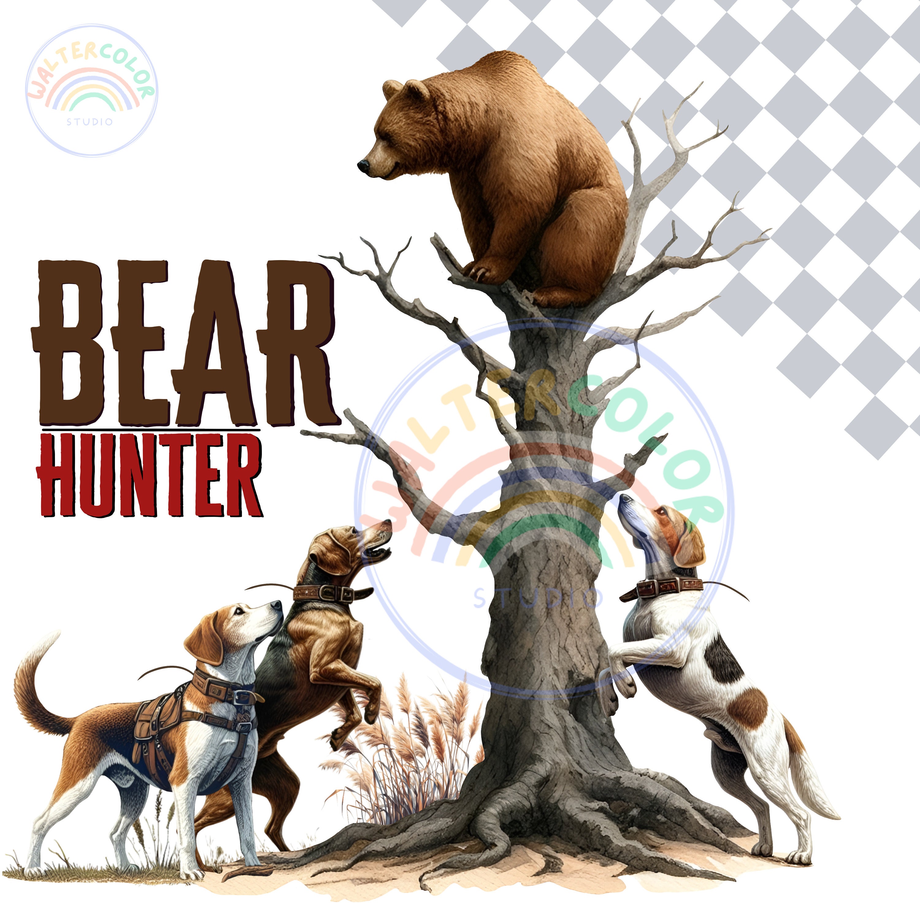Bear Hunting Bear Hunter Png Dog Hunter Watercolor Sublimation ...