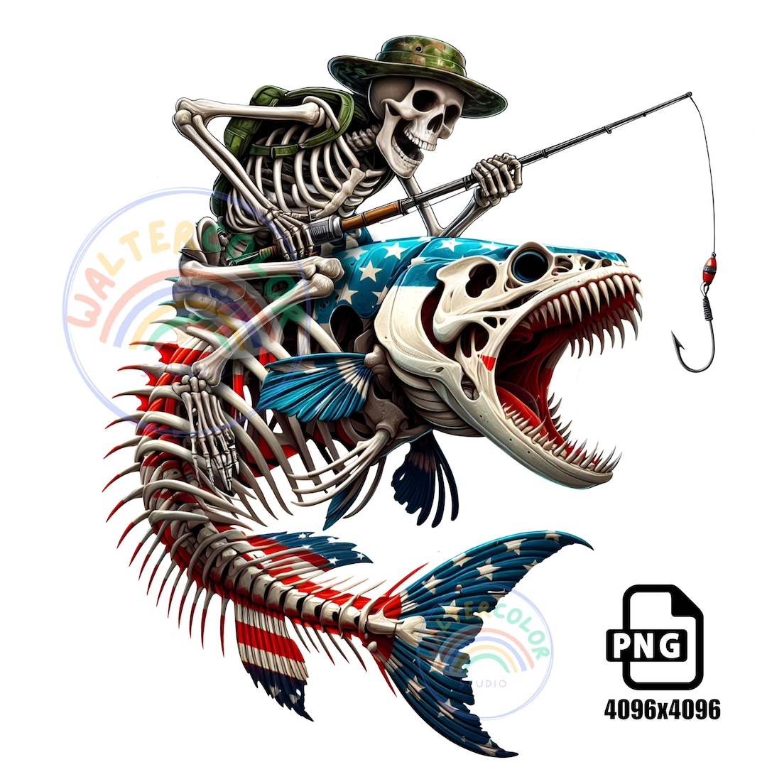 Fishing Sublimation PNG | Fishing Hunter | Fish Skeleton PNG | Funny ...