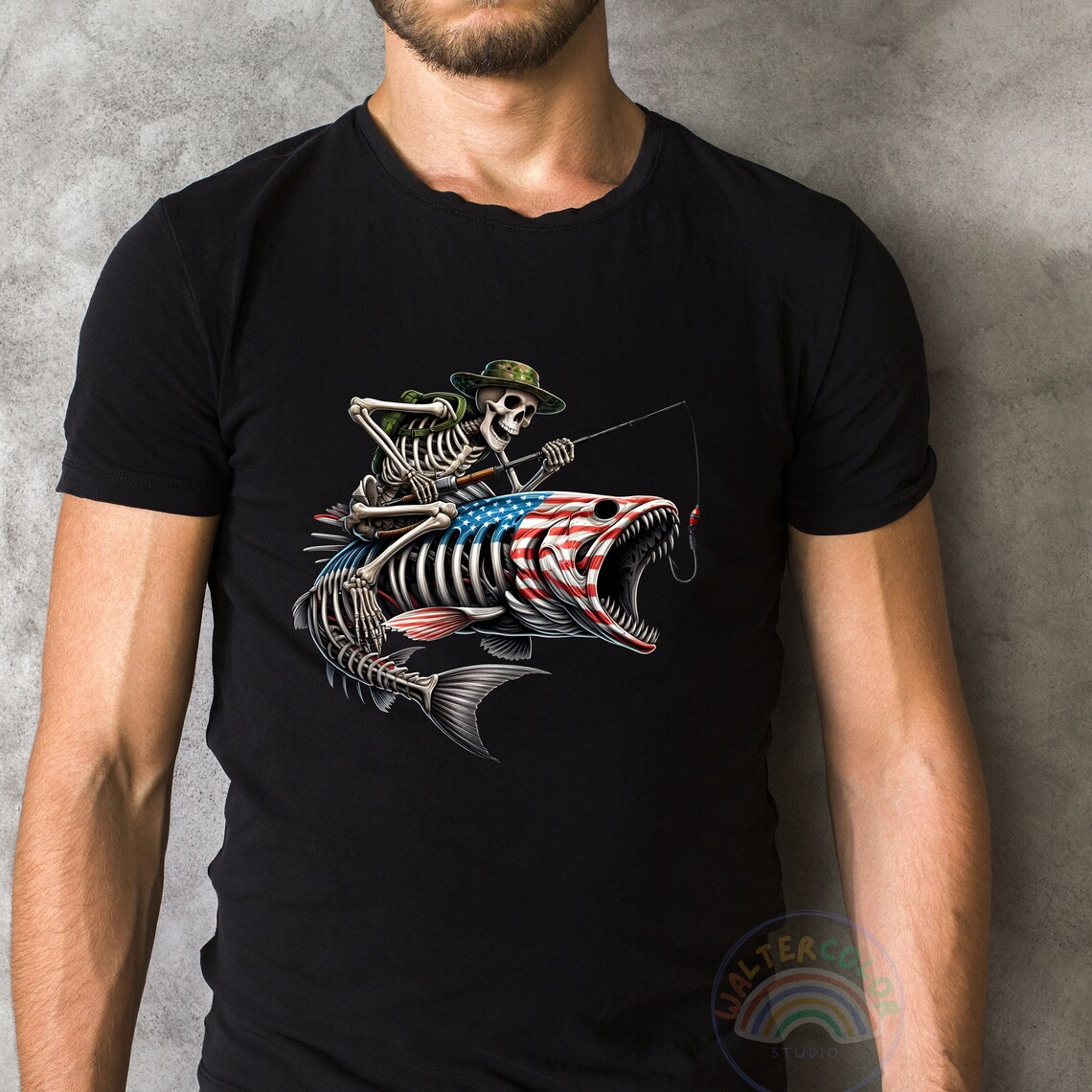 Fishing Sublimation PNG Fishing Hunter Fish Skeleton PNG Funny Fishing ...