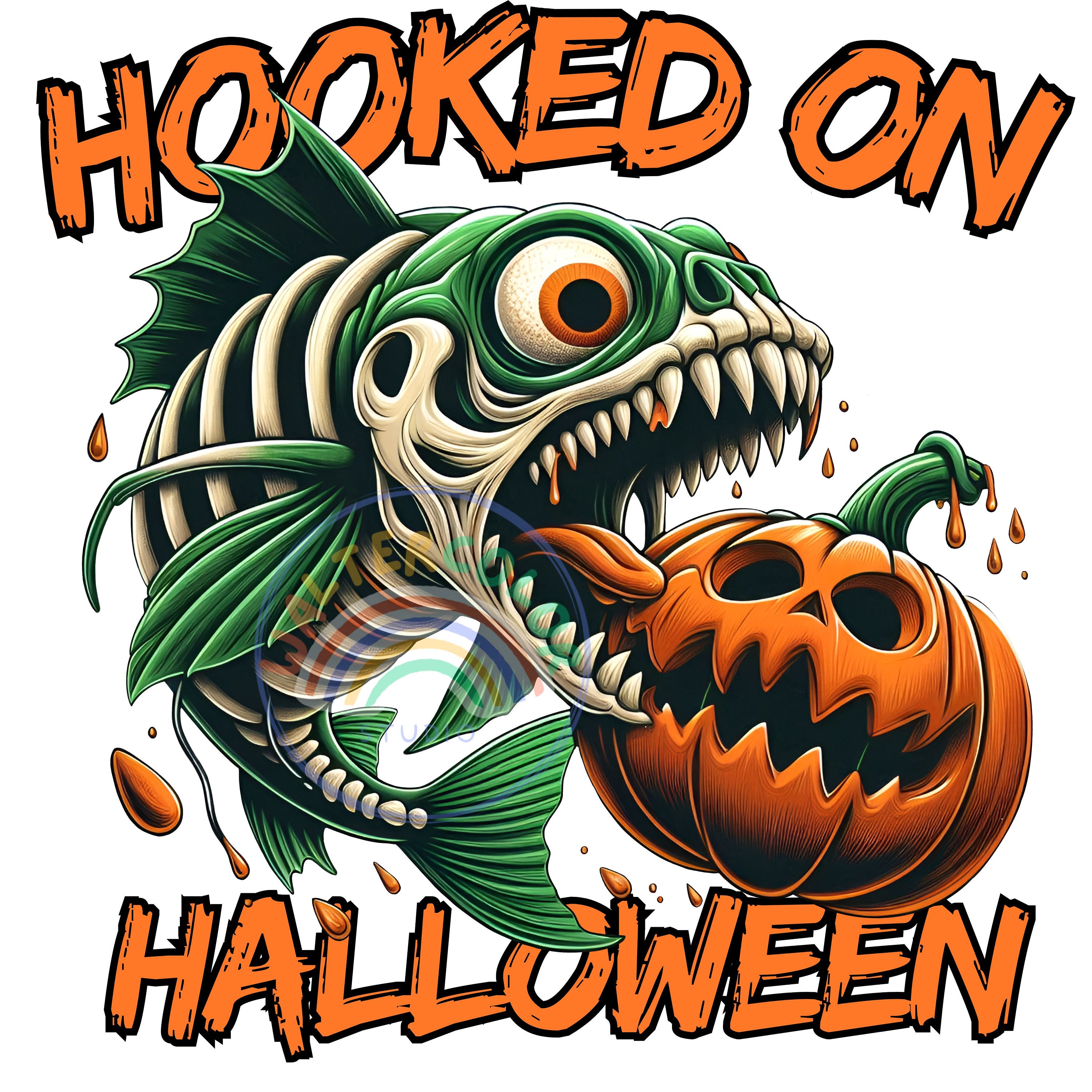 2 Hooked on Halloween Png | Fall Fish Halloween | Fish Bones ...