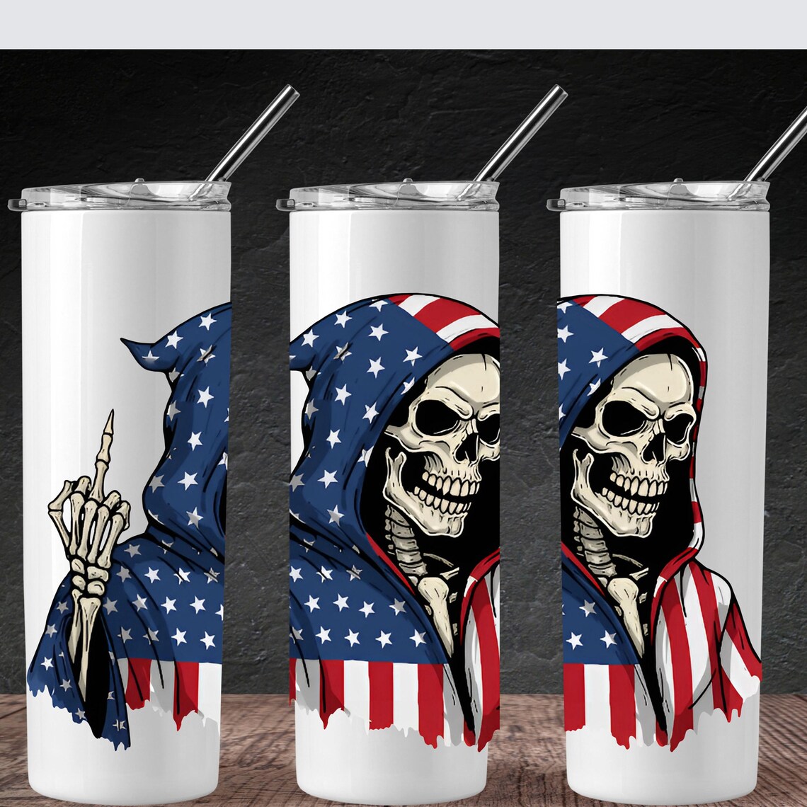 Patriotic Grim Reaper Skeleton PNG: USA Flag Skull (digital Download ...