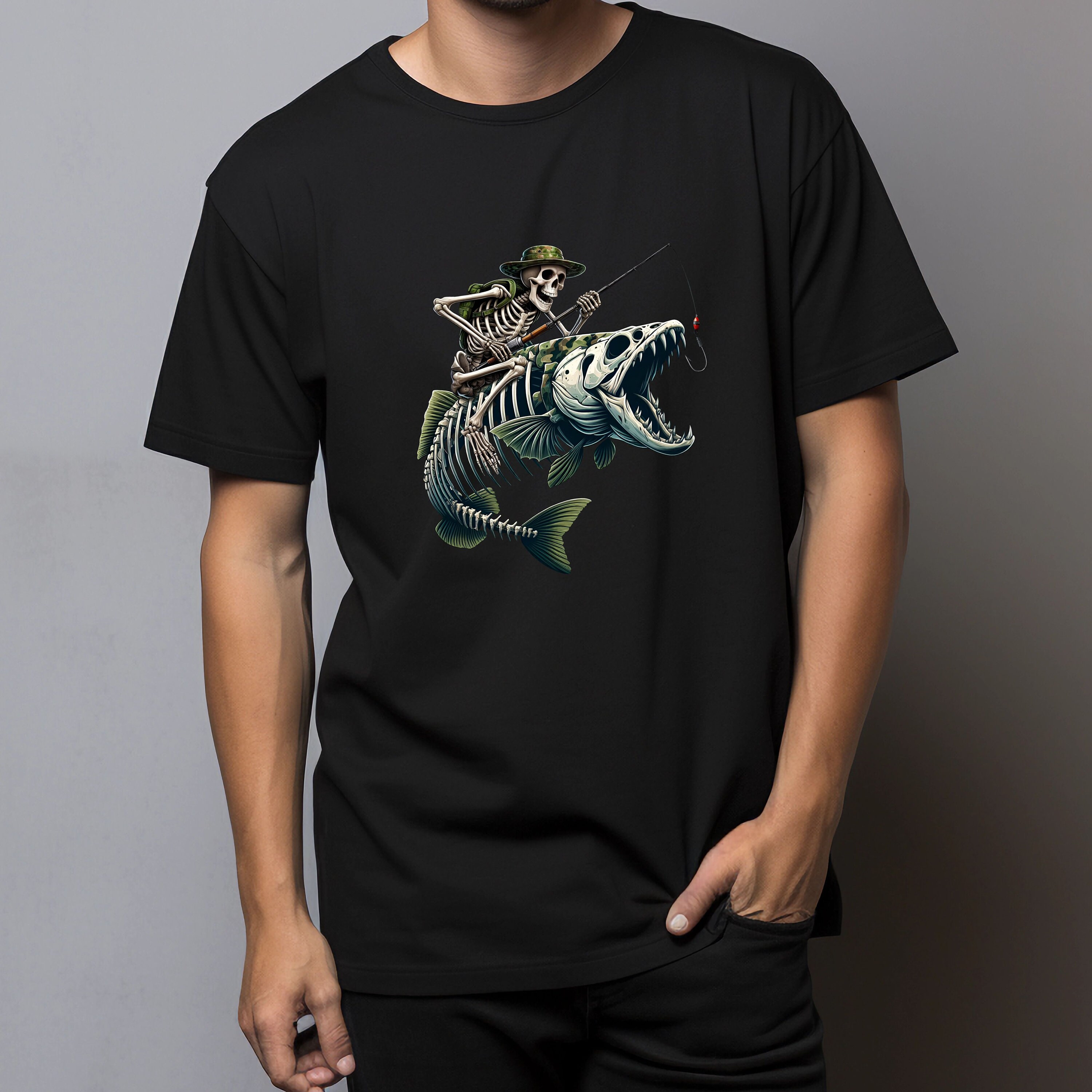 Funny Fishing Skeleton PNG: Hunter Design (digital Download) - Etsy