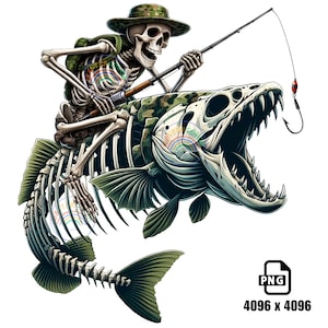 Funny Fishing Skeleton PNG: Hunter Design (digital Download) - Etsy