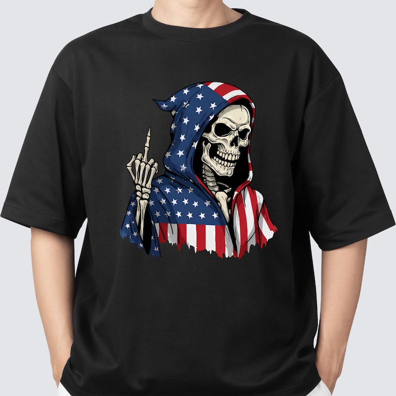 Patriotic Grim Reaper Skeleton PNG: USA Flag Skull (digital Download ...