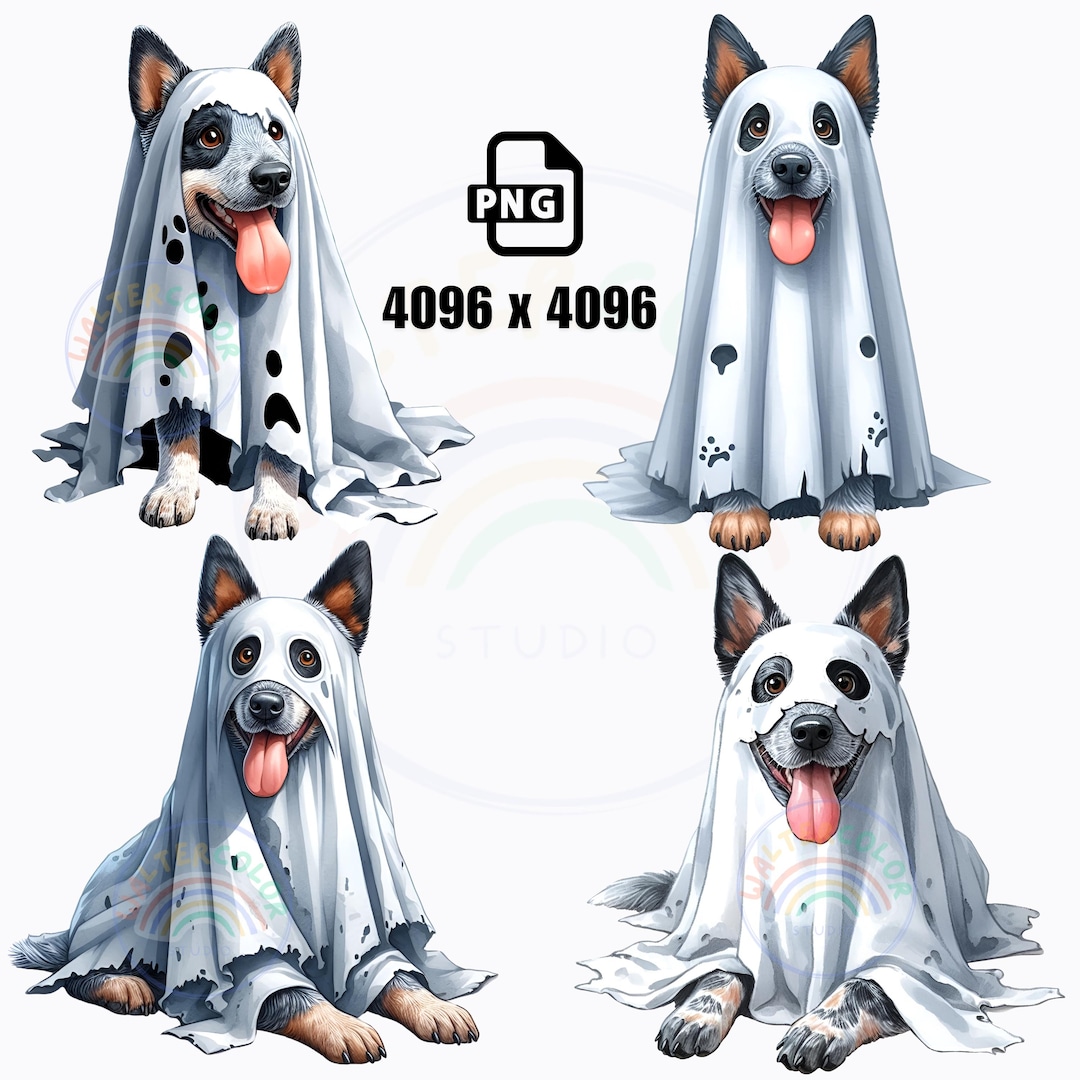 Acd (blue Heeler) Halloween PNG | Cute Dog Png |blue Heeler Ghost Dogs ...