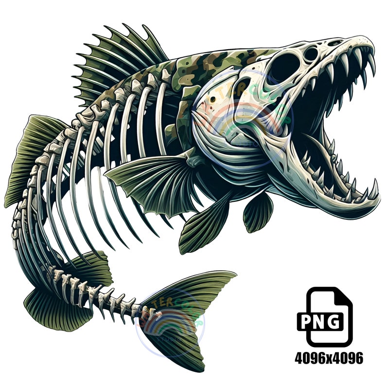 2 Fishing Sublimation PNG Fishing Hunter Fish Skeleton PNG Funny ...