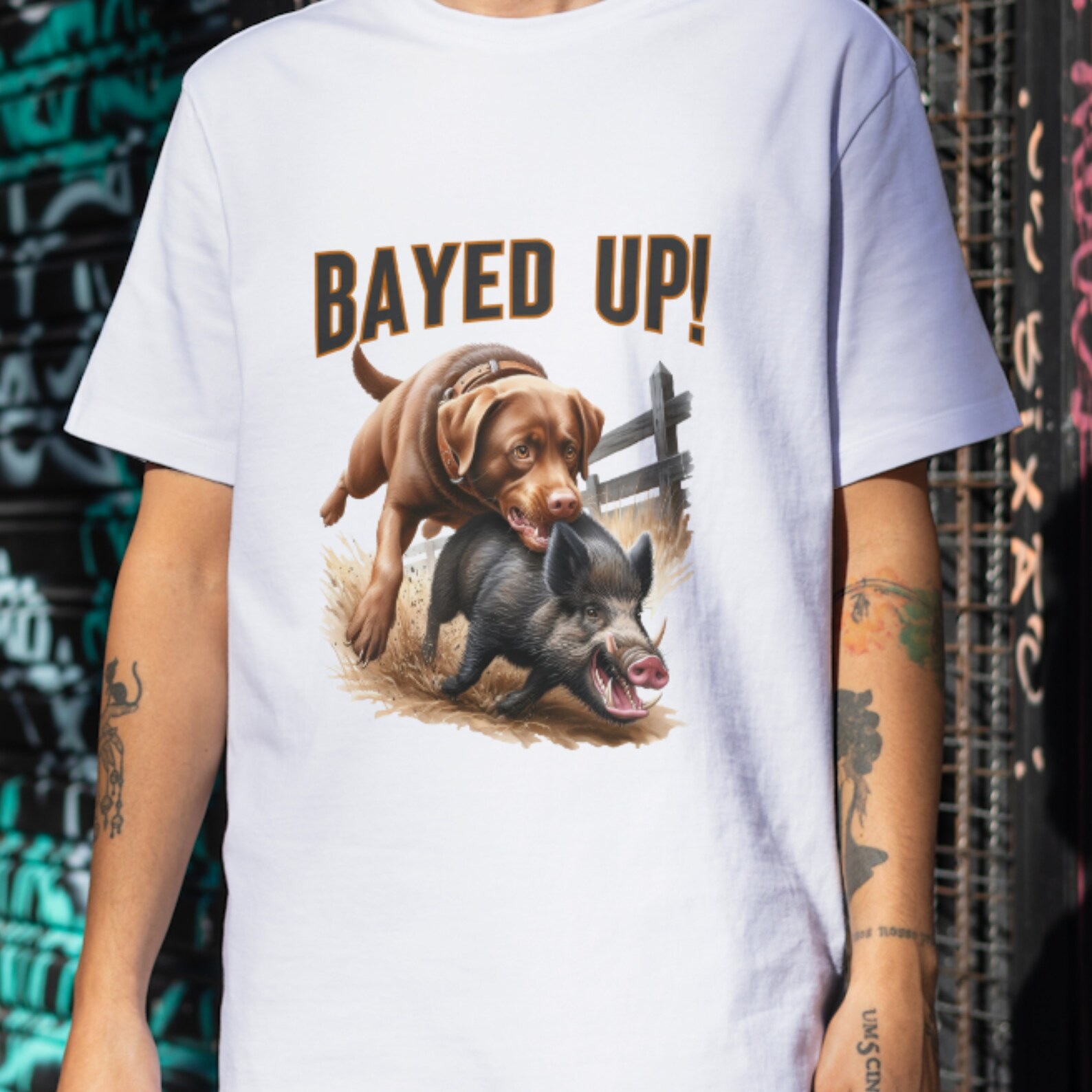 Hog Hunter PNG: Bayed up Dog & Wild Boar (digital Download) - Etsy