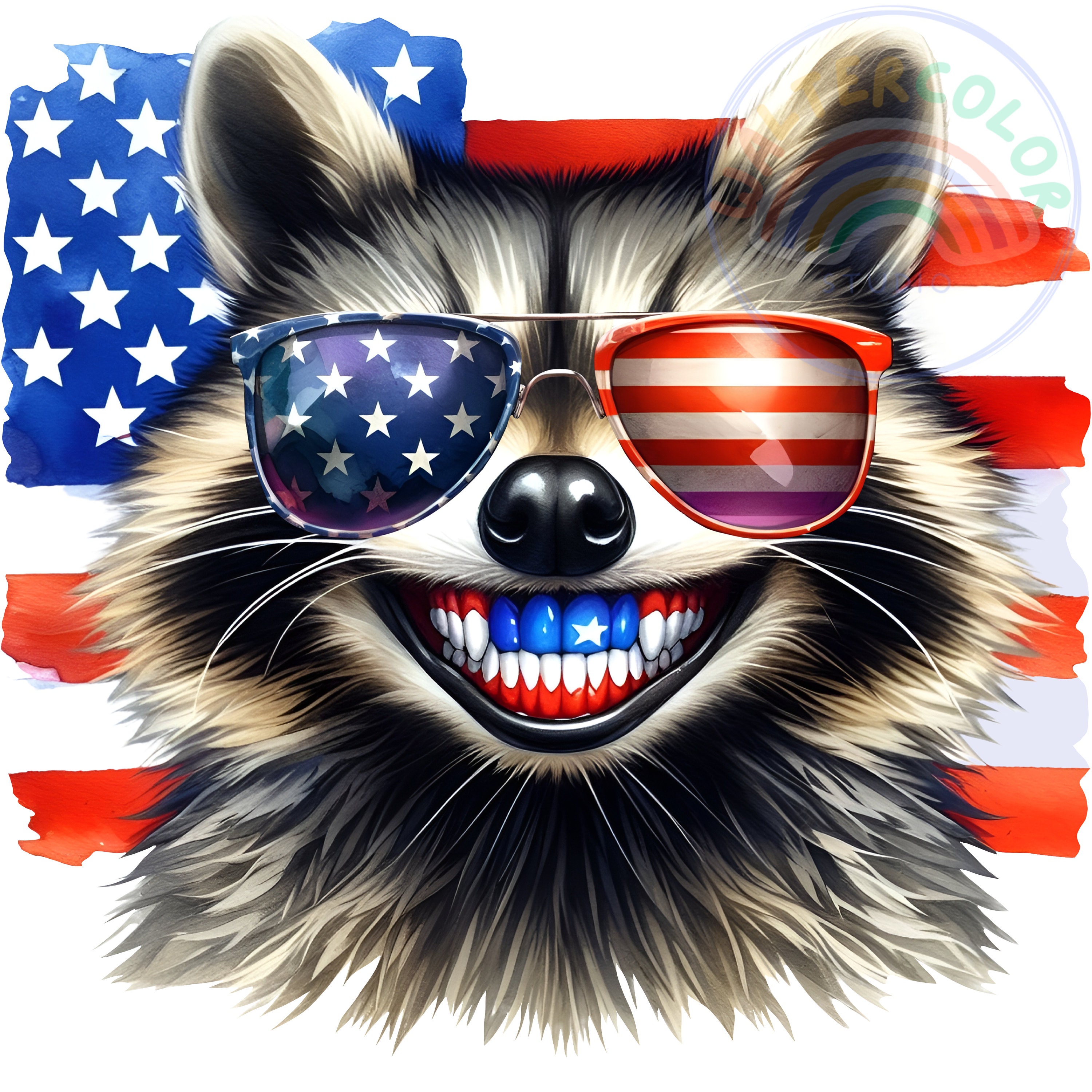 Raccoon USA American Flag Raccoon Png Sublimation Design or Clipart ...