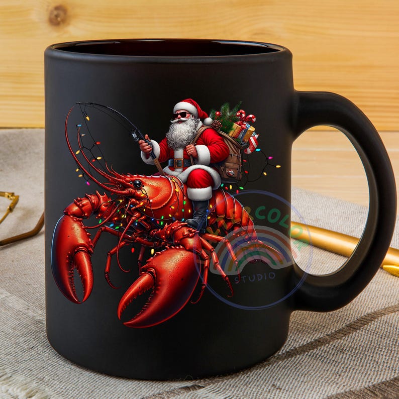 Funny Santa Shrimp PNG: Christmas Crawfish Clipart (digital Download ...