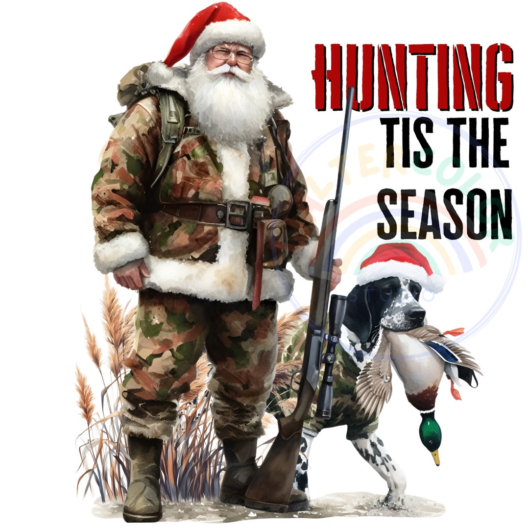 Santa Dog Hunting PNG Christmas Hunting PNG water Color Christmas PNG ...