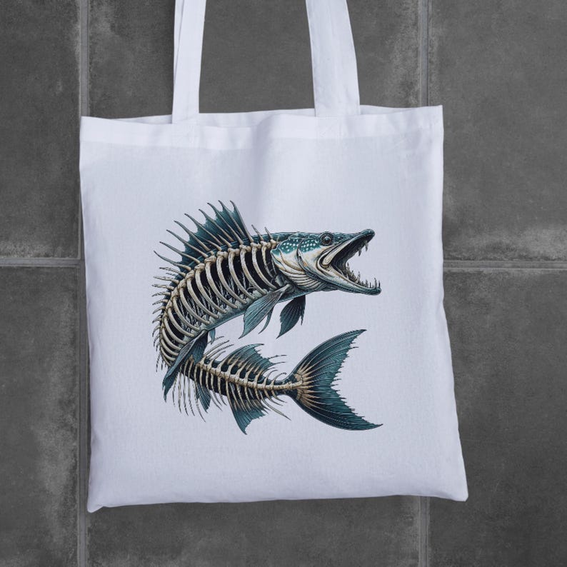 Pike Fish Skeleton Sublimation PNG: Funny Fishing Art (digital Download ...