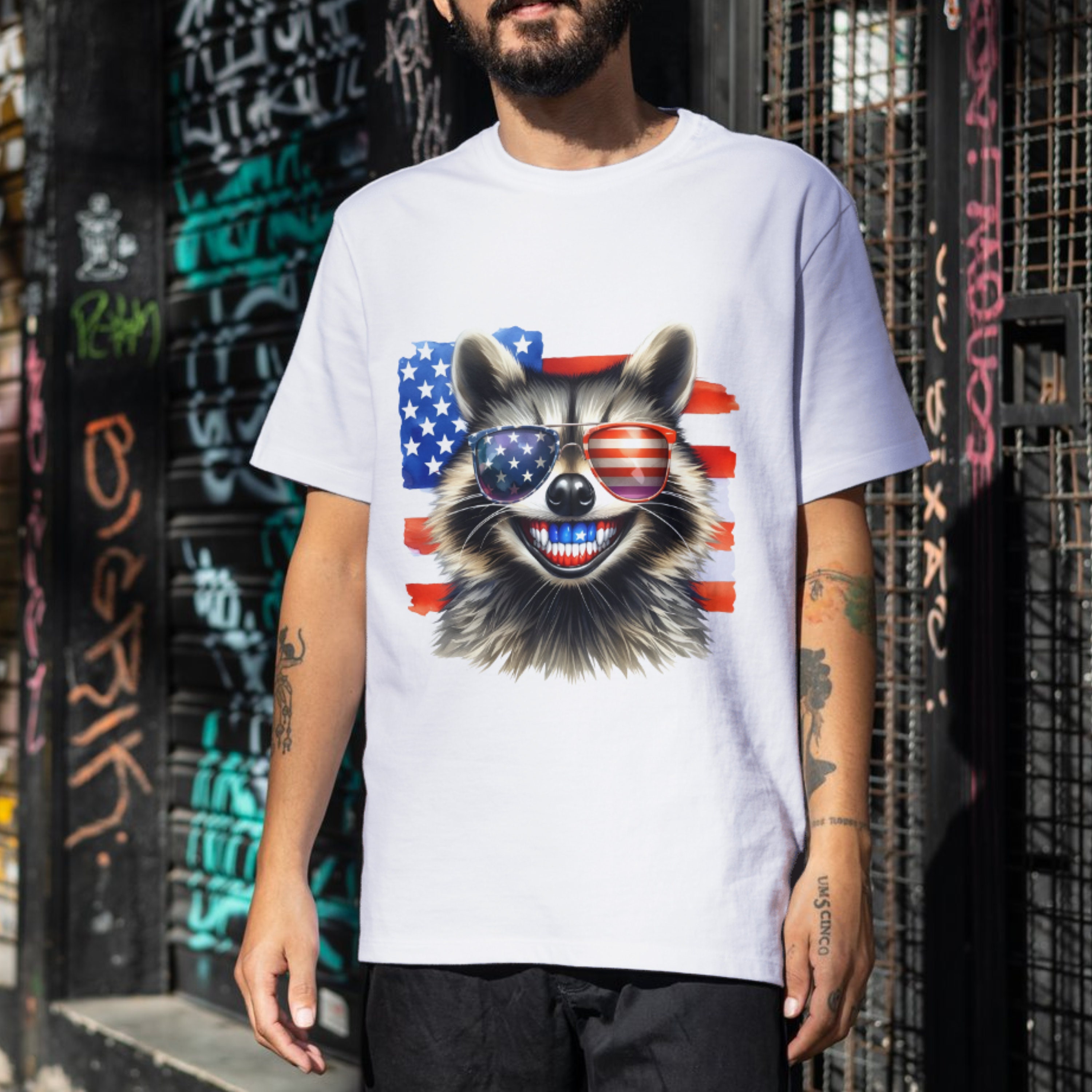 Raccoon USA American Flag Raccoon Png Sublimation Design or Clipart ...