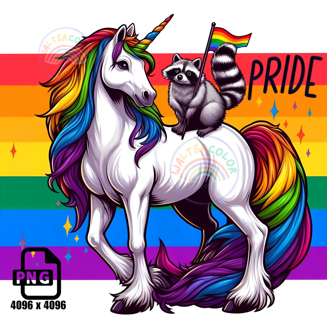 LGBTQ Rainbow Unicorn Png Raccoon Png LGBTQ Pride Month Colorful ...