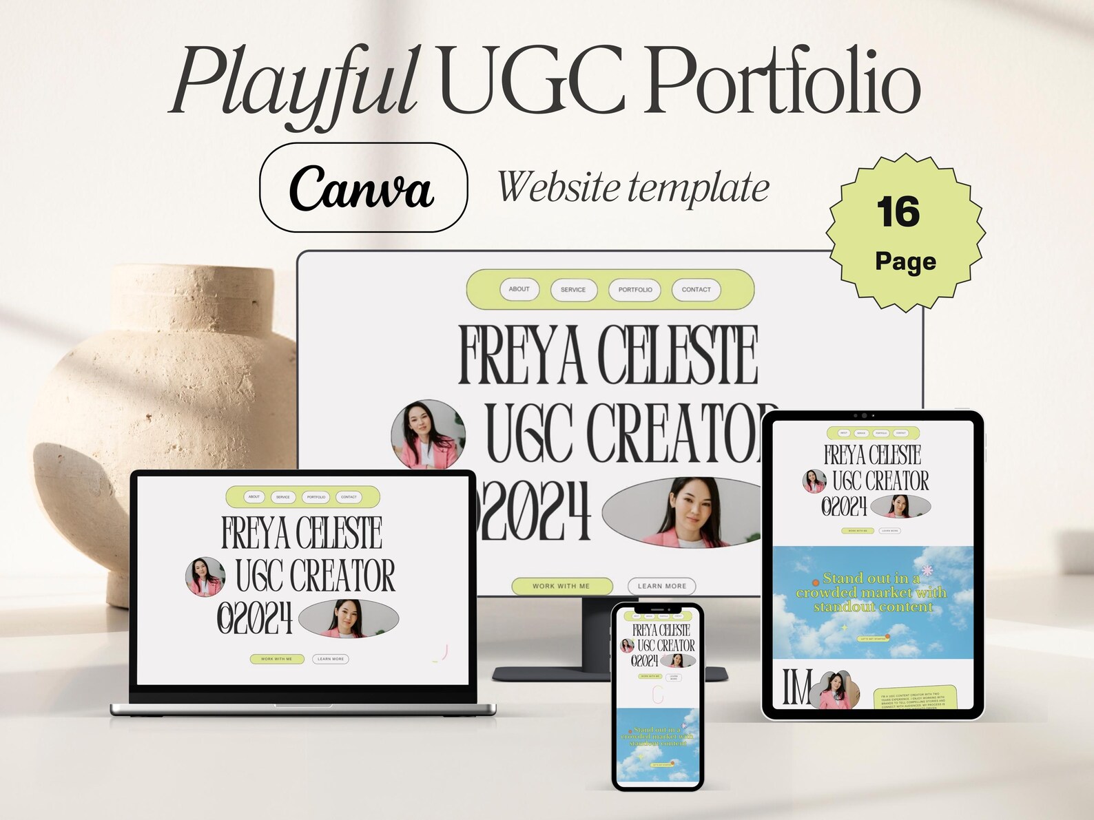 Playful UGC Portfolio Canva Website Template (16-page) - Etsy