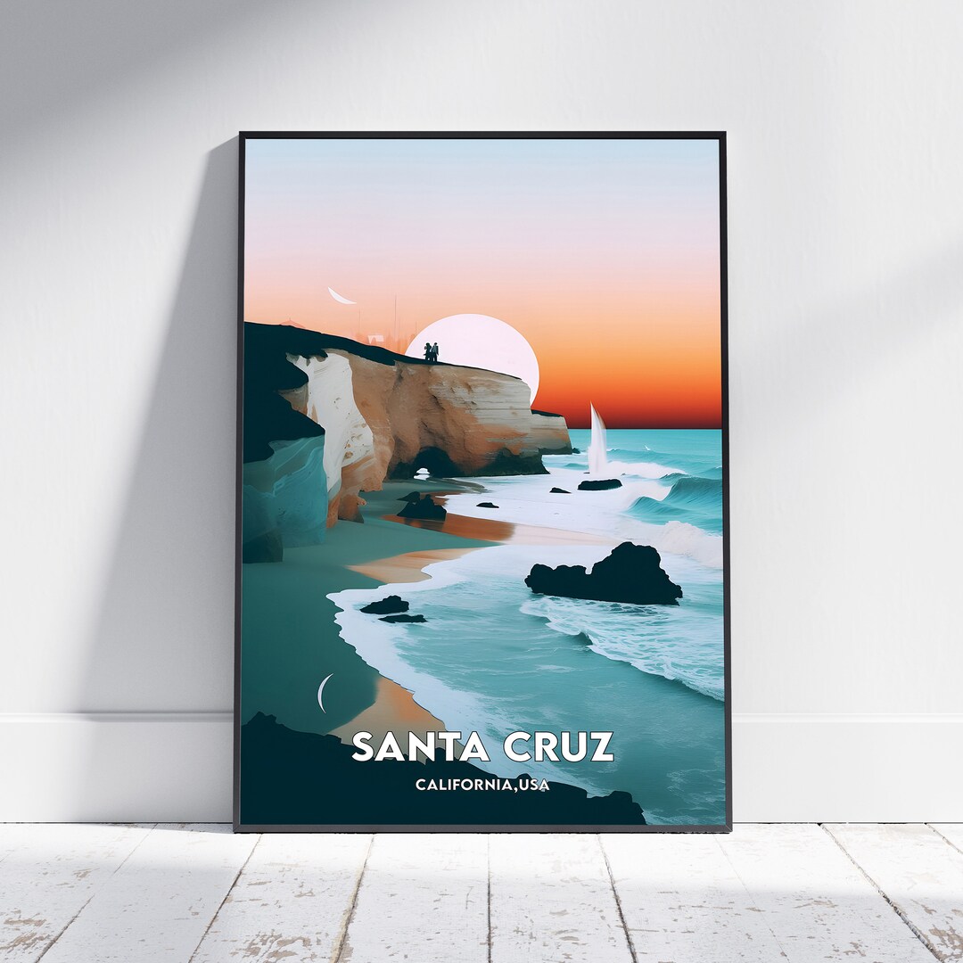 Santa Cruz City Print, Santa Cruz Travel Poster, Usa Travel Gift, Santa ...