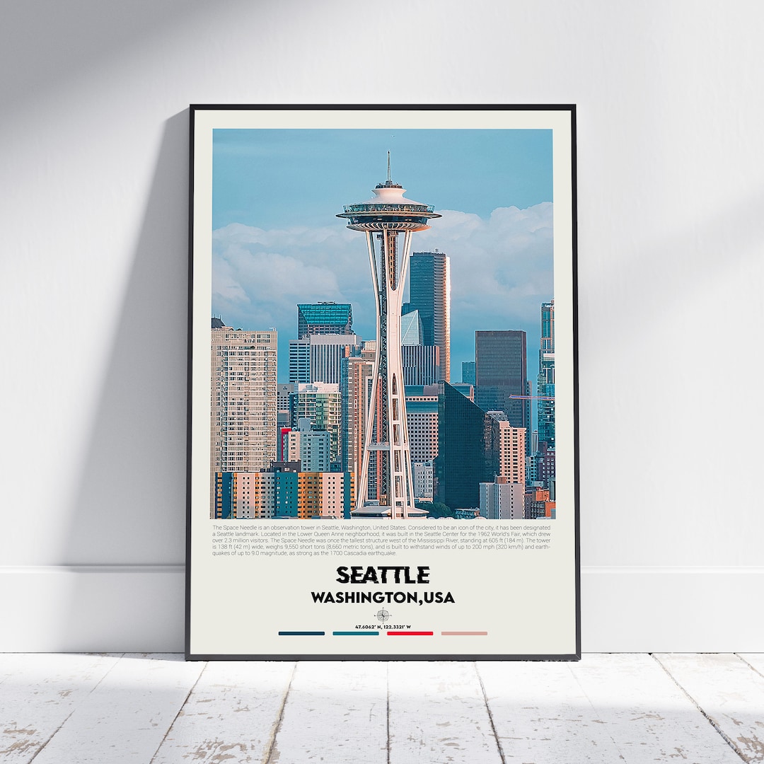 Digital Oil Paint, Seattle Print, Seattle Wall Art, Seattle Poster ...