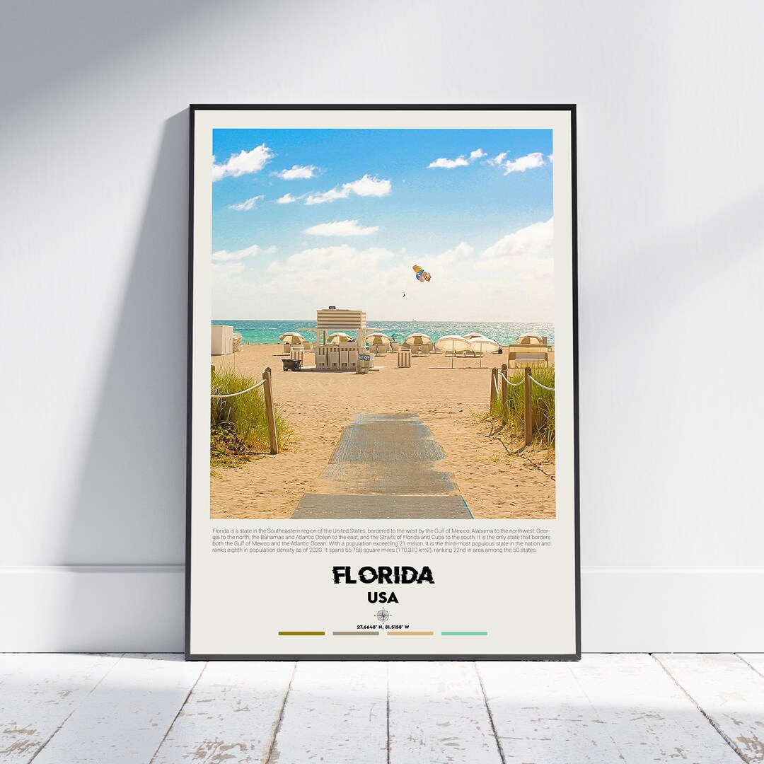 Digital Oil Paint, Florida Print, Florida Wall Art, Florida Poster ...
