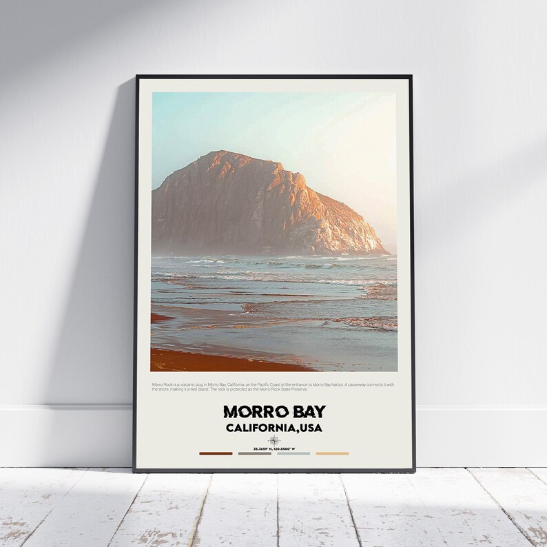 Digital Oil Paint, Morro Bay Print, Morro Bay Wall Art, Morro Bay ...
