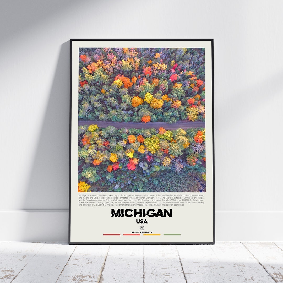 Digital Oil Paint, Michigan Print, Michigan Wall Art, Michigan Poster ...