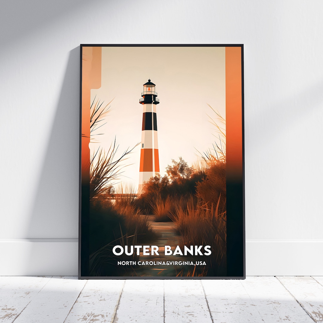 Outer Banks City Print, Outer Banks Travel Poster, Usa Travel Gift ...