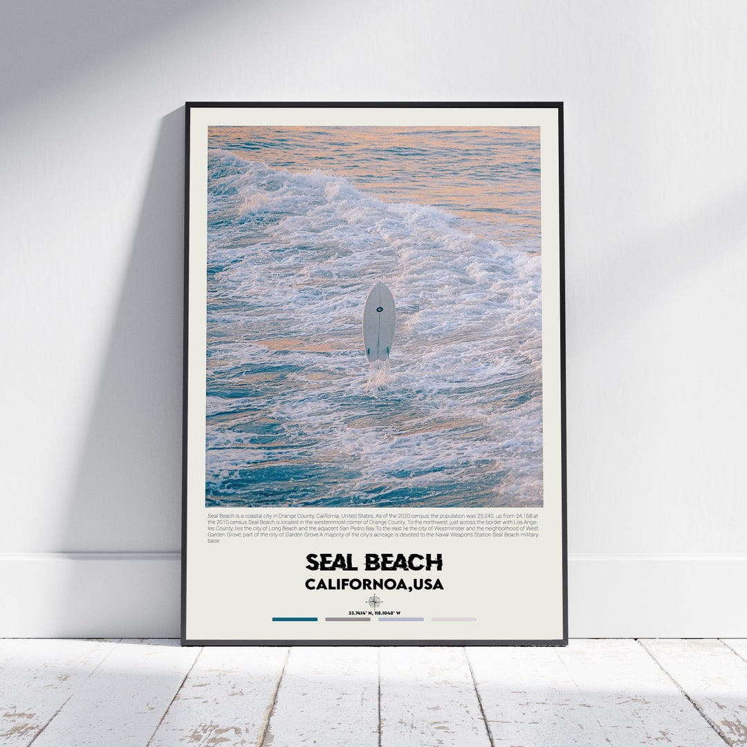 Digital Oil Paint, Seal Beach Print, Seal Beach Wall Art, Seal Beach ...
