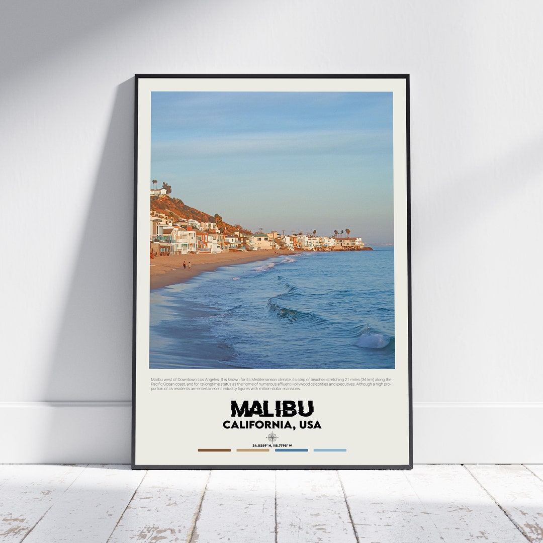 Digital Oil Paint, Malibu Print, Malibu Wall Art, Malibu Poster, Malibu ...