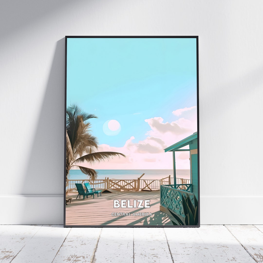 Belize City Print, Belize Travel Poster, Central America Travel Gift ...