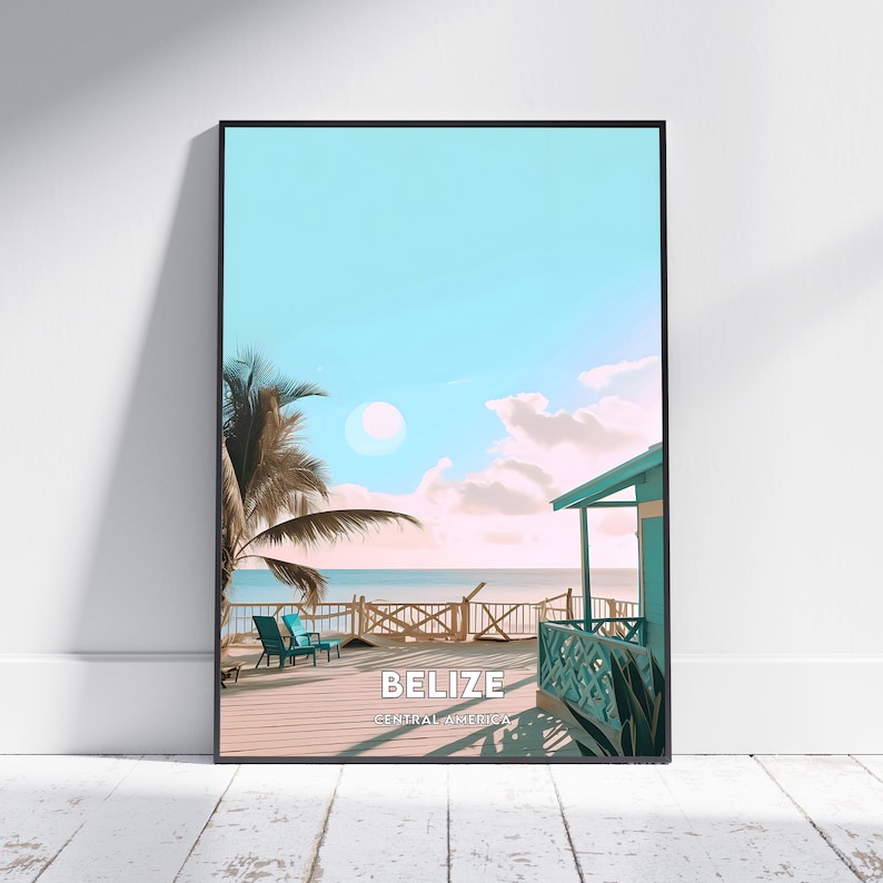Belize City Print, Belize Travel Poster, Central America Travel Gift ...