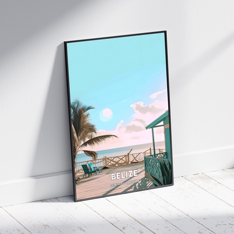 Belize City Print, Belize Travel Poster, Central America Travel Gift ...