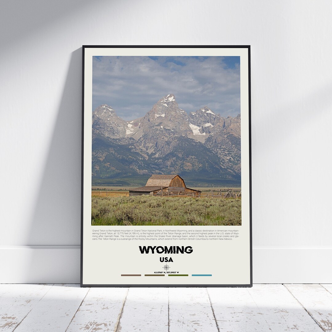 Digital Oil Paint, Wyoming Print, Wyoming Wall Art, Wyoming Poster ...
