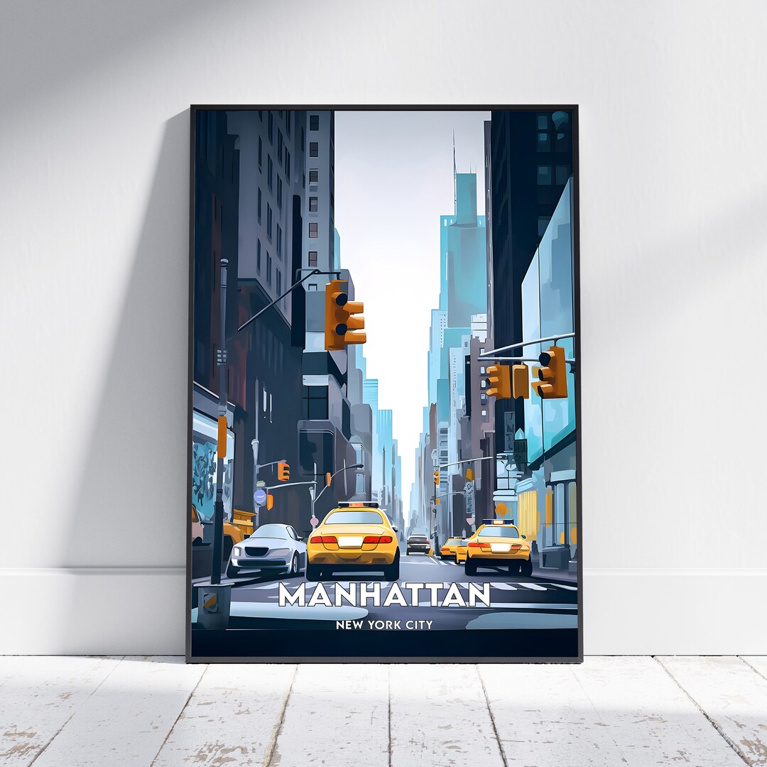Manhattan City Print, Manhattan Travel Poster, Newyork Travel Gift ...