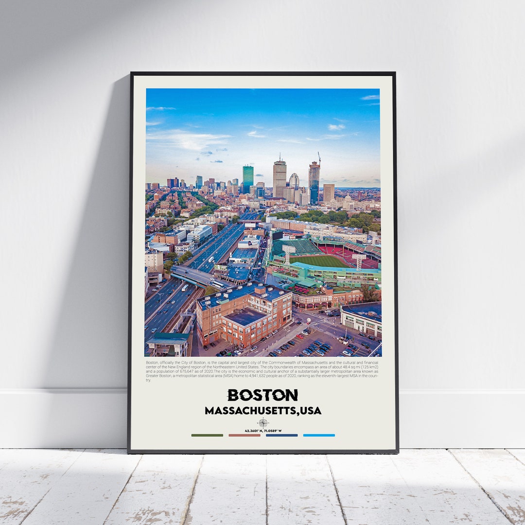 Digital Oil Paint, Boston Print, Boston Wall Art, Boston Poster, Boston ...