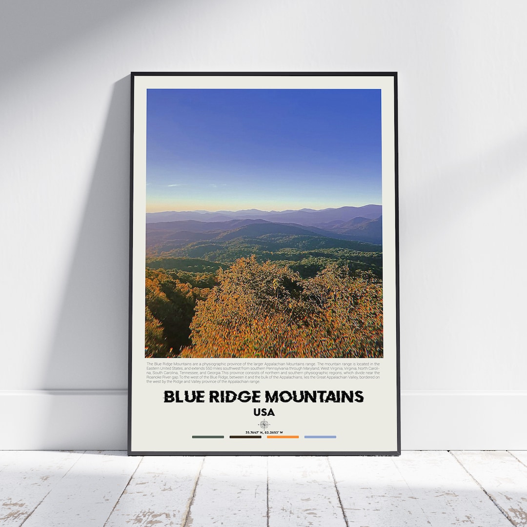 Digital Oil Paint, Blue Ridge Mountains Print, Blue Ridge Mountains ...