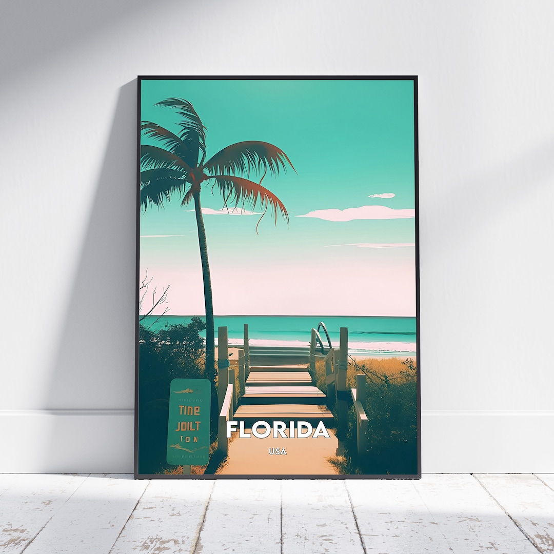 Florida City Print, Florida Travel Poster, Usa Travel Gift, Florida ...