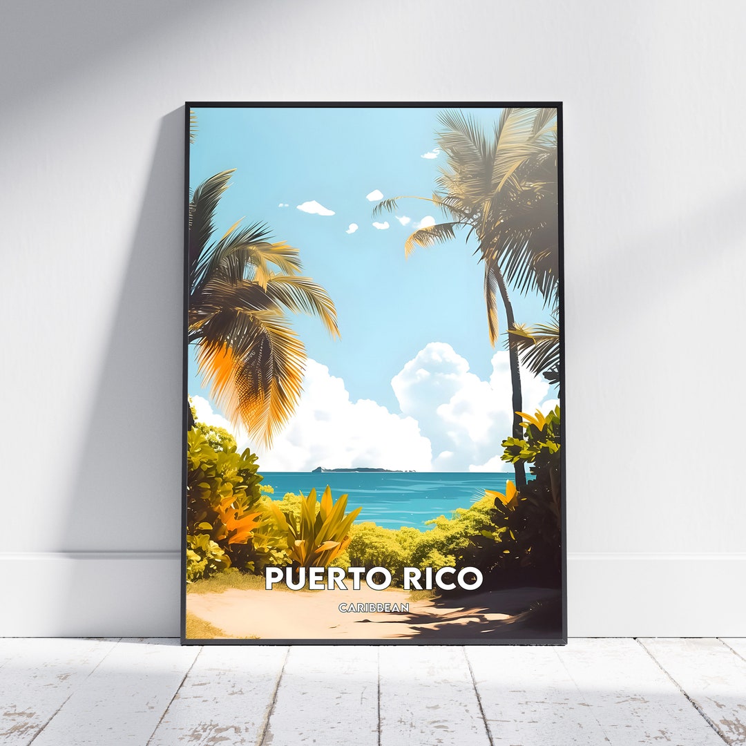 Puerto Rico City Print, Puerto Rico Travel Poster,caribbean Travel Gift ...